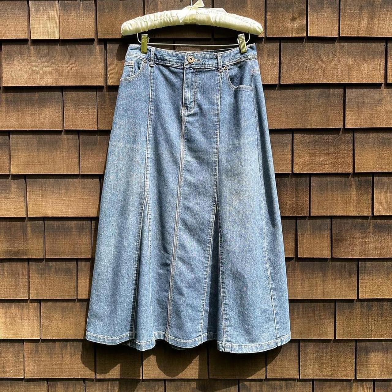 Size 8 Y2K long maxi length denim skirt 30” waist... - Depop
