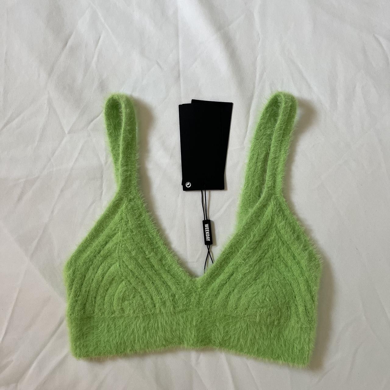 Weekday green alora knitted bralette in green ... - Depop
