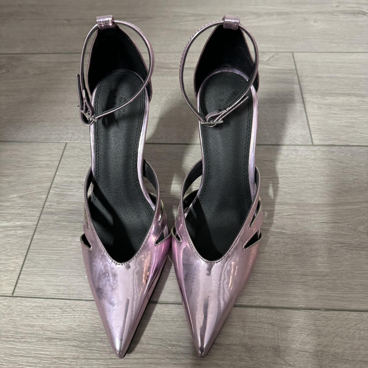 Pink metallic heels fits size 7 - Depop