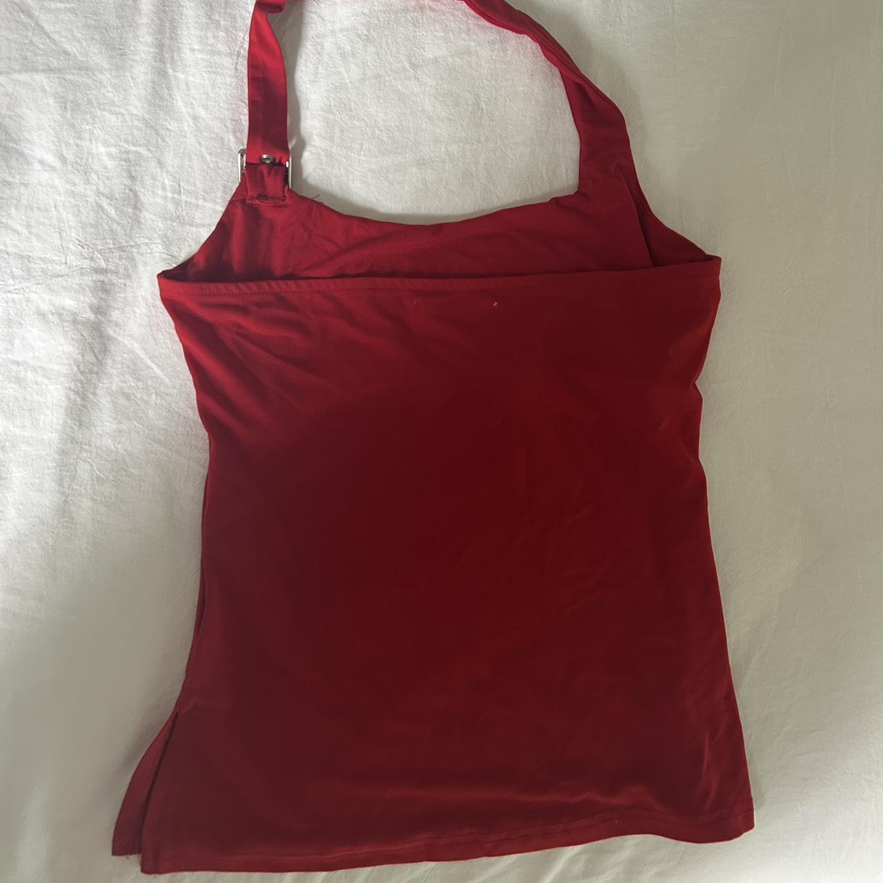 Super cute red halter with silver buckle from glassons | Depop