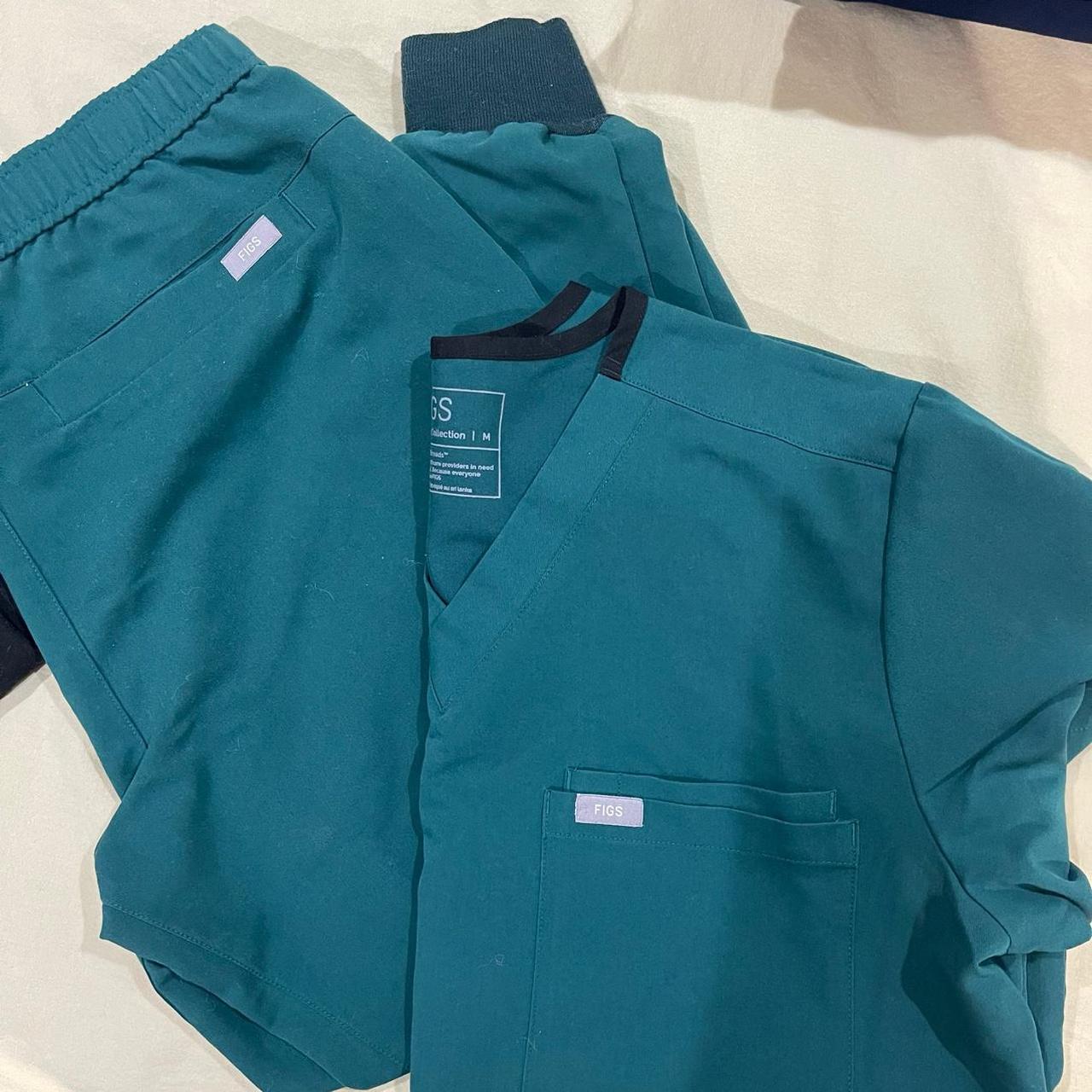FIGS aqua green men’s scrub set with short jogger... | Depop