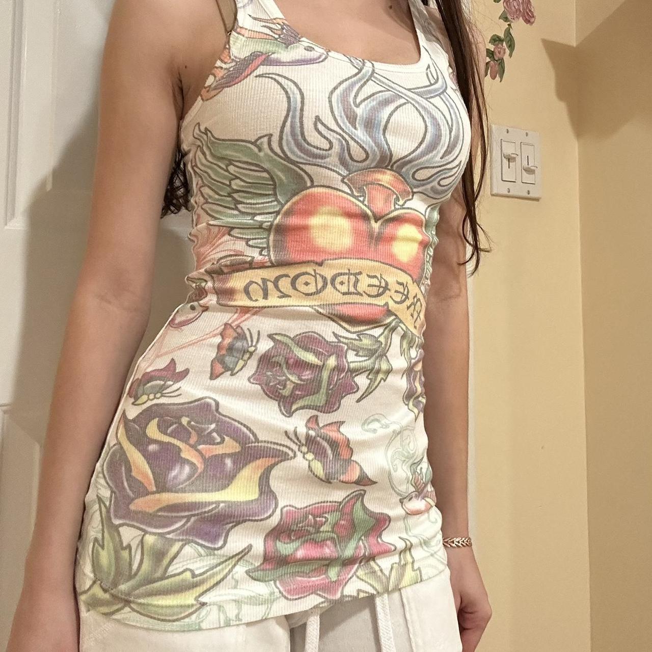 Ed hardy y2k 2000s 90s vintage style tank top.... - Depop