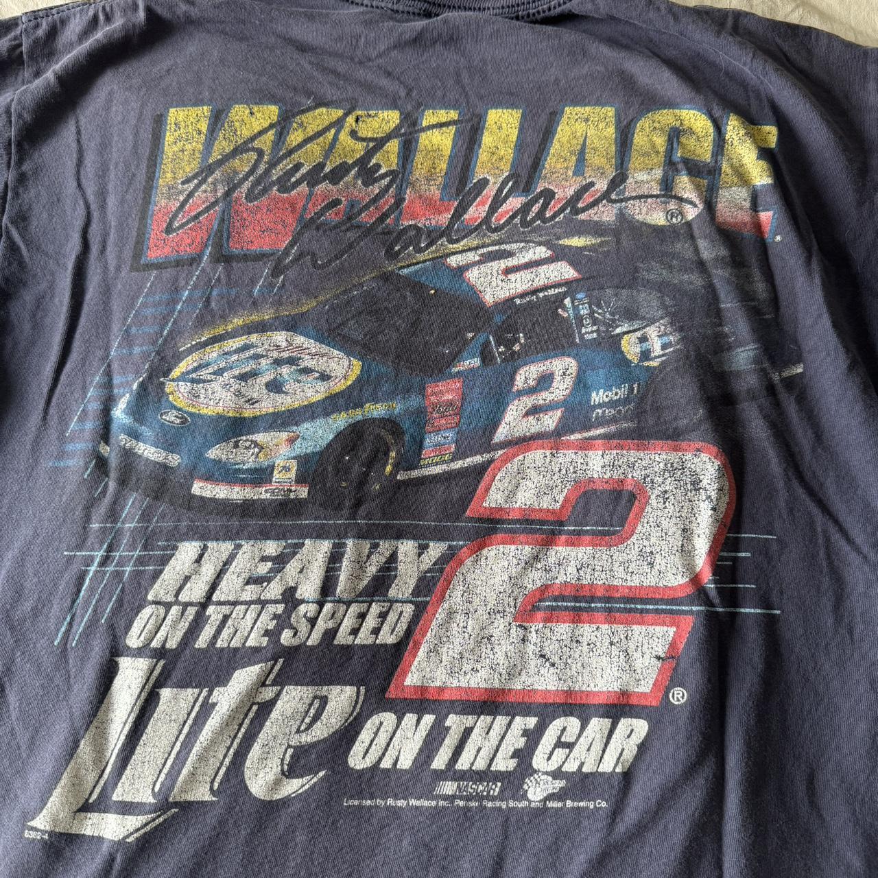 Navy blue nascar graphic t-shirt. - Depop