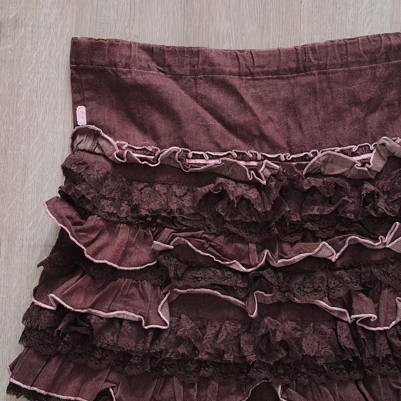 mezzo piano chocolate strawberry ruffle mini skirt... | Depop