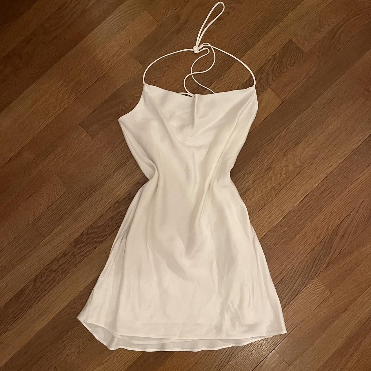 White Halter Cowl Neck Zara Dress💋 Size Xs Worn Depop