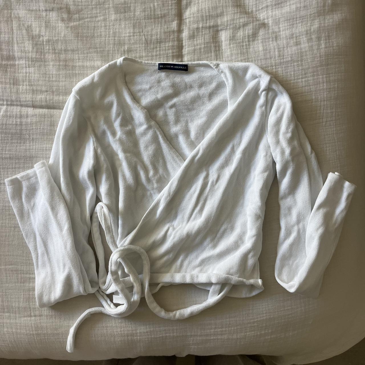 Rare brandy melvillle ballet wrap top sweater -long... - Depop