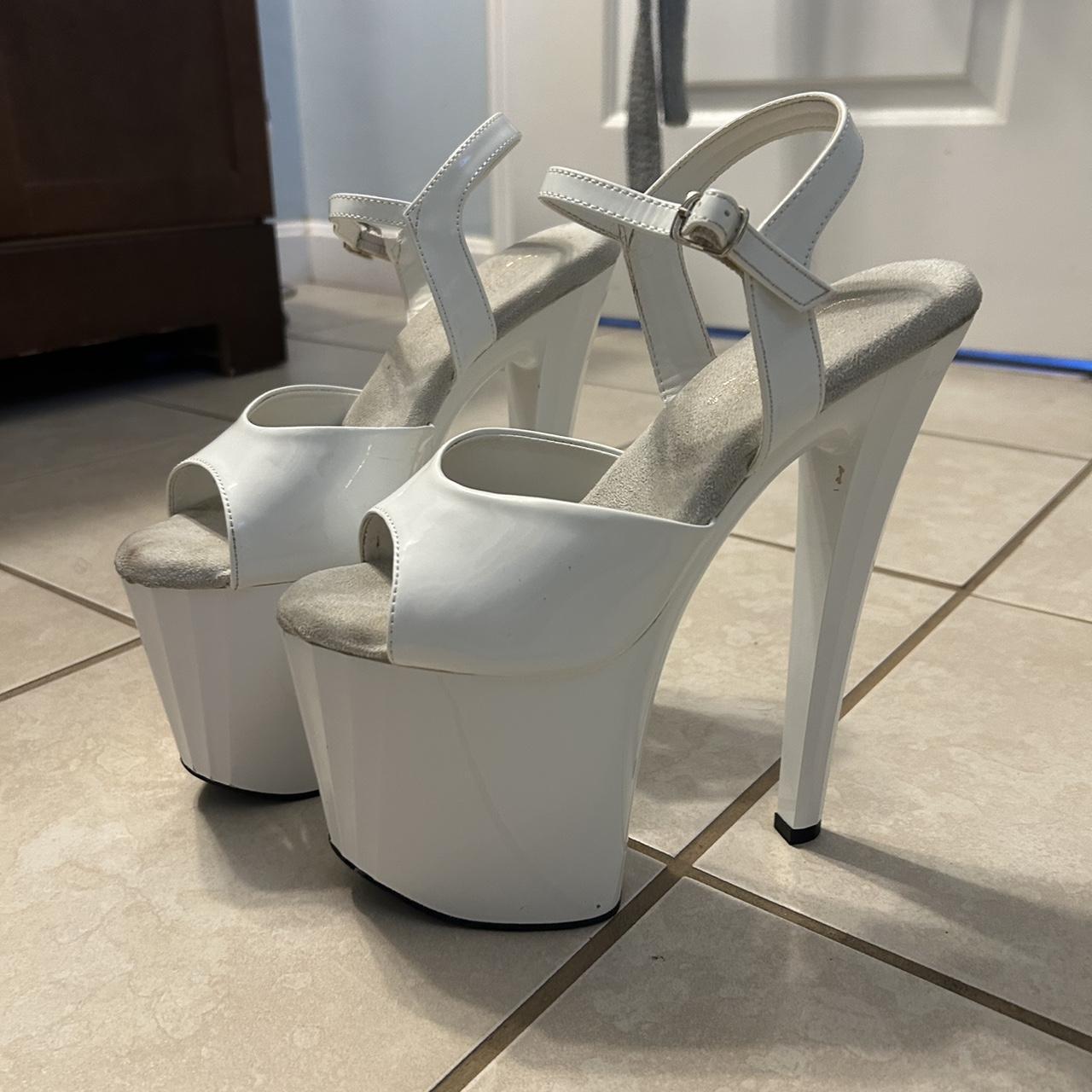 8” white pleasers 🧊 Worn only a few times, minor... - Depop