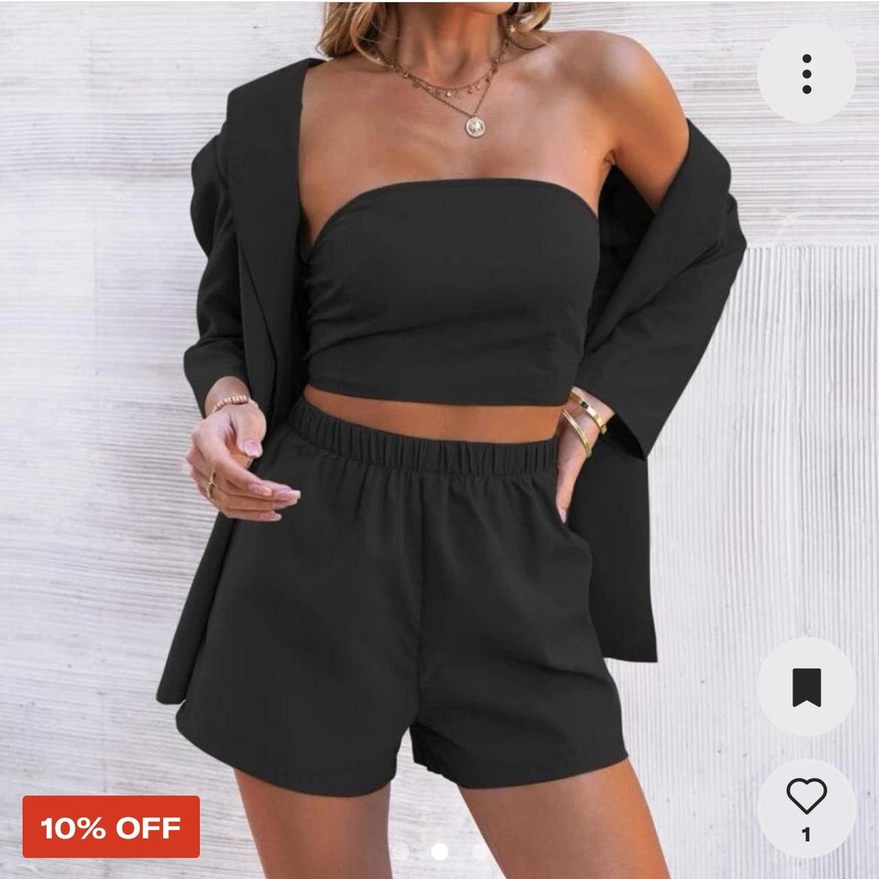 3 piece black shorts set from Shein. Bought off here... - Depop