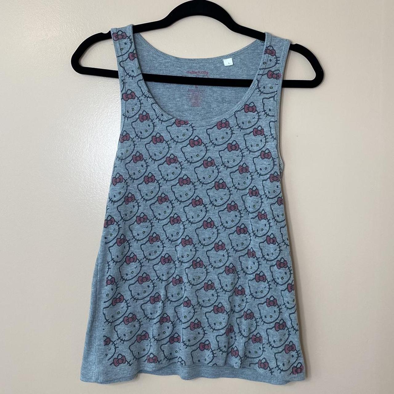 gray hello kitty tank top with winky hello kitty... - Depop