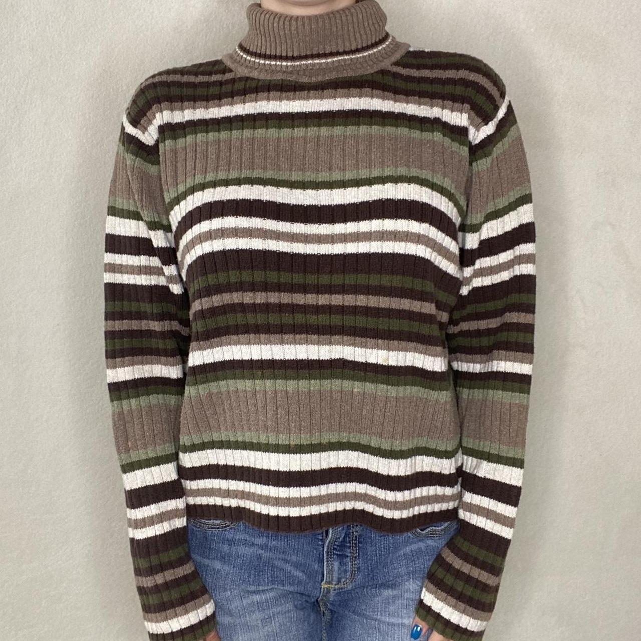 90s crossroads brand striped brown and green... - Depop
