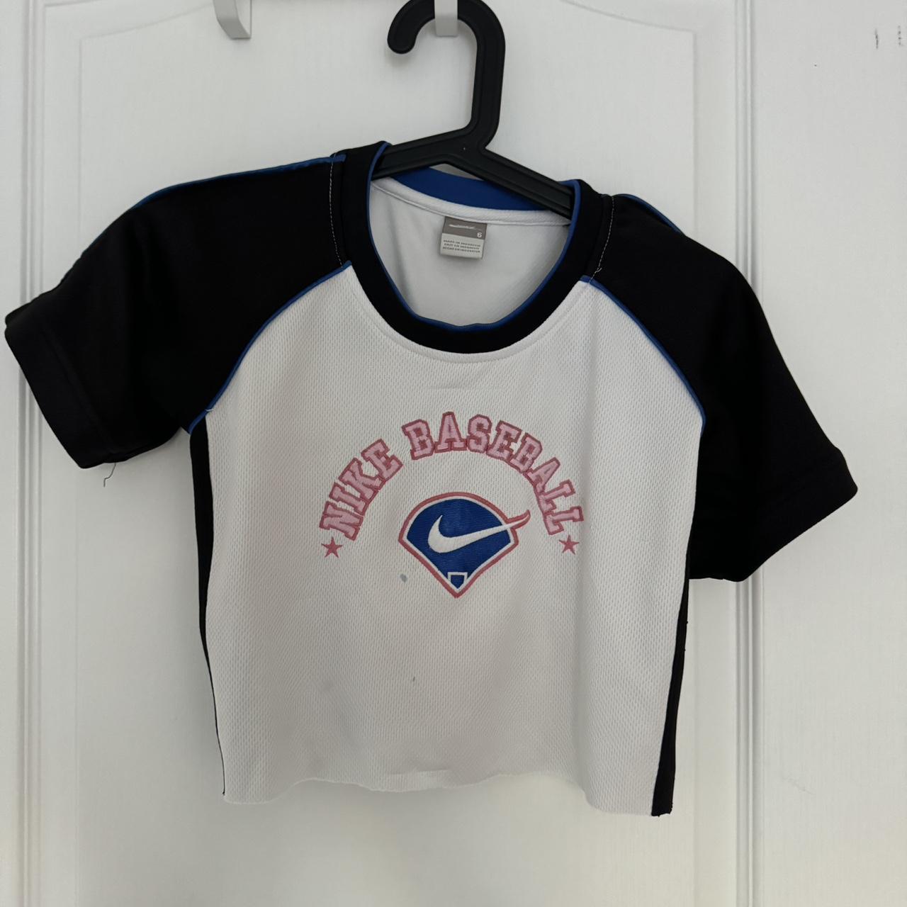 Small cropped Nike baseball t-shirt #nike #cropped... - Depop