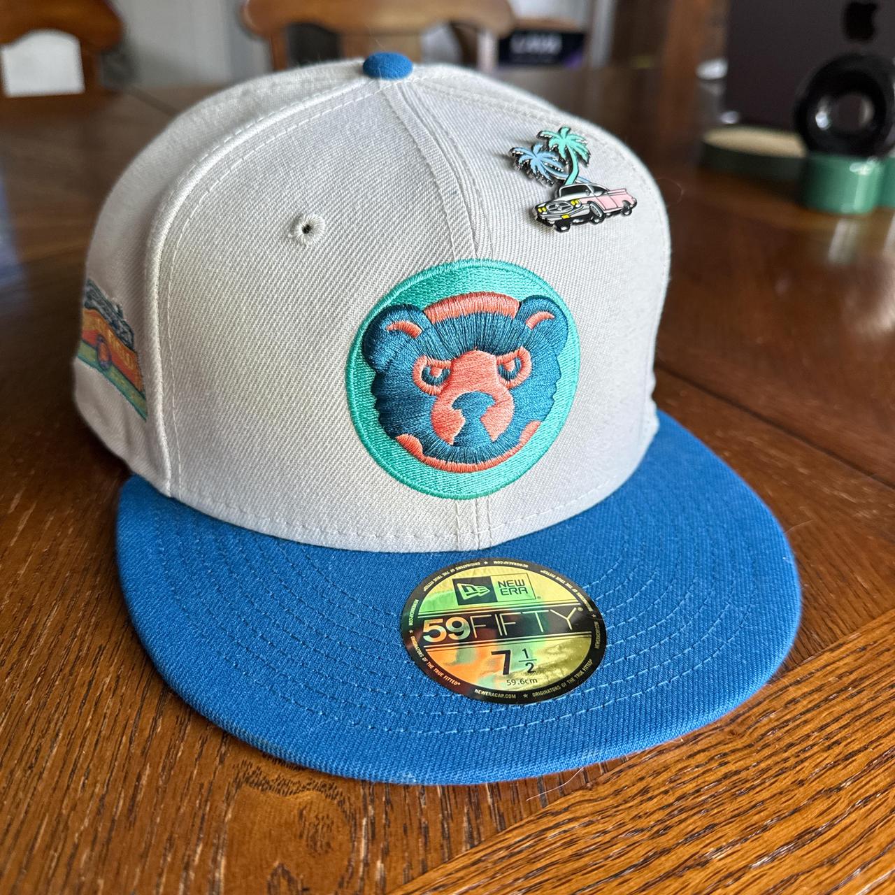 Greige and blue Chicago Cubs Hat Club fitted hat.... | Depop