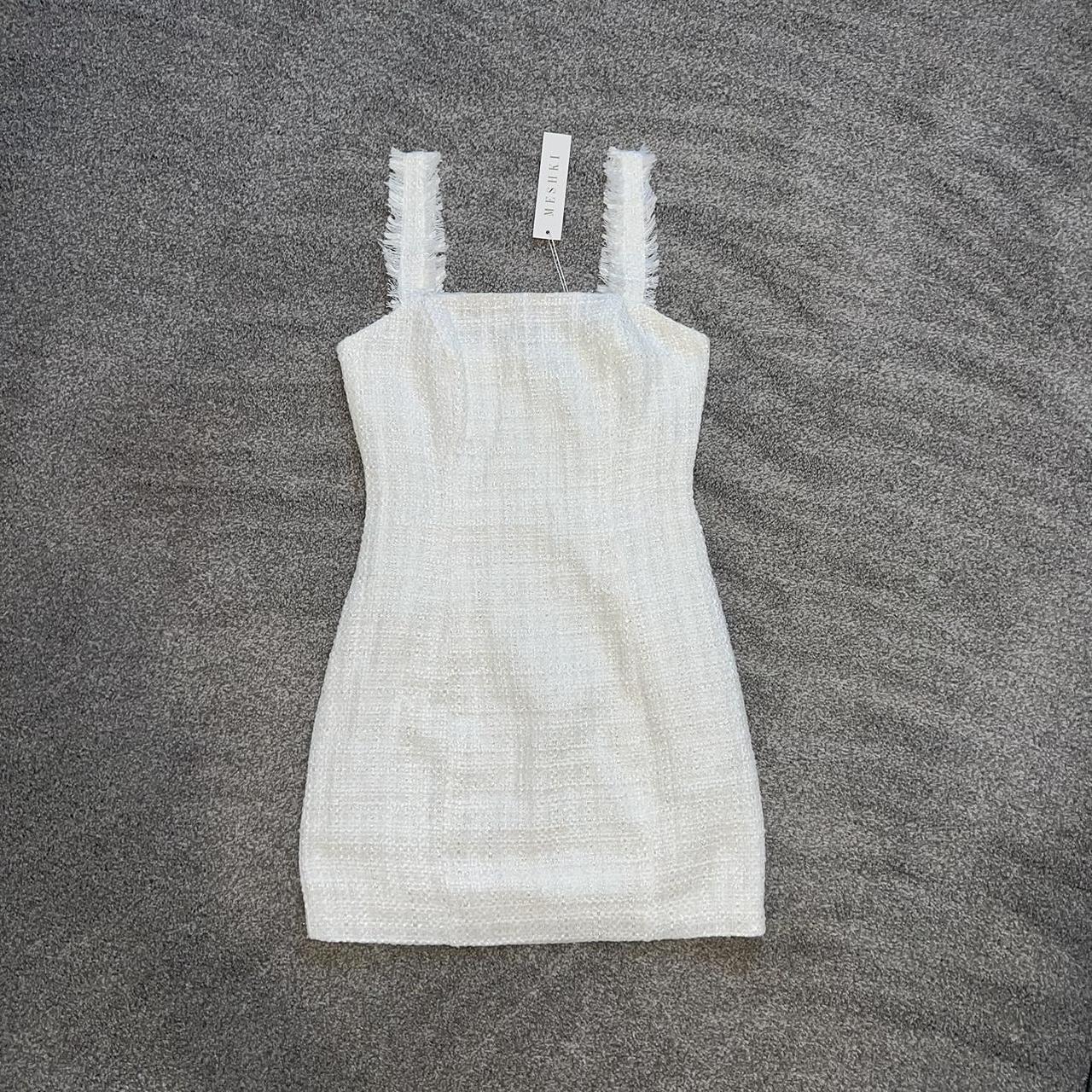 Meshki White Tweed Mini Dress Size XS Brand new... - Depop