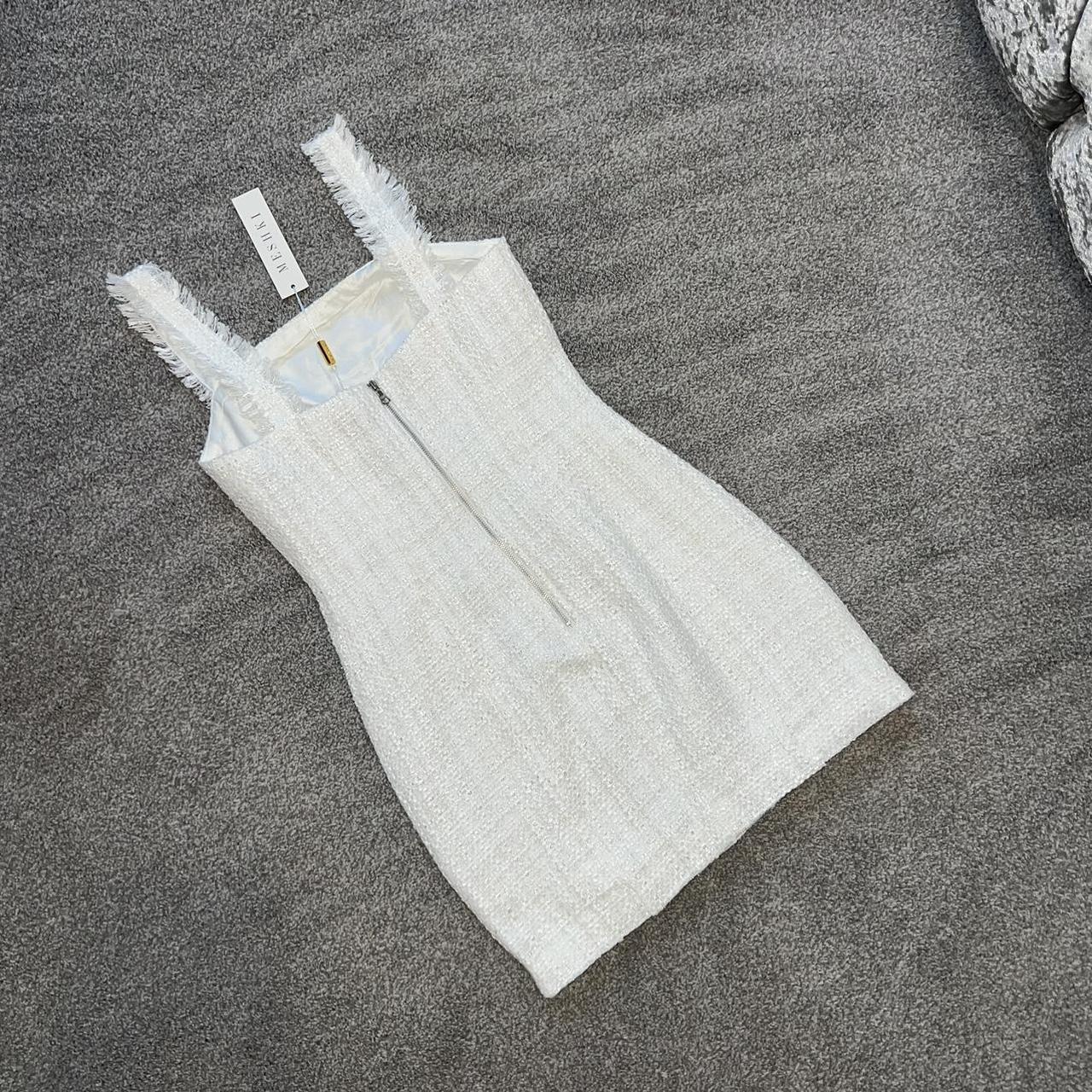 Meshki White Tweed Mini Dress Size XS Brand new... - Depop