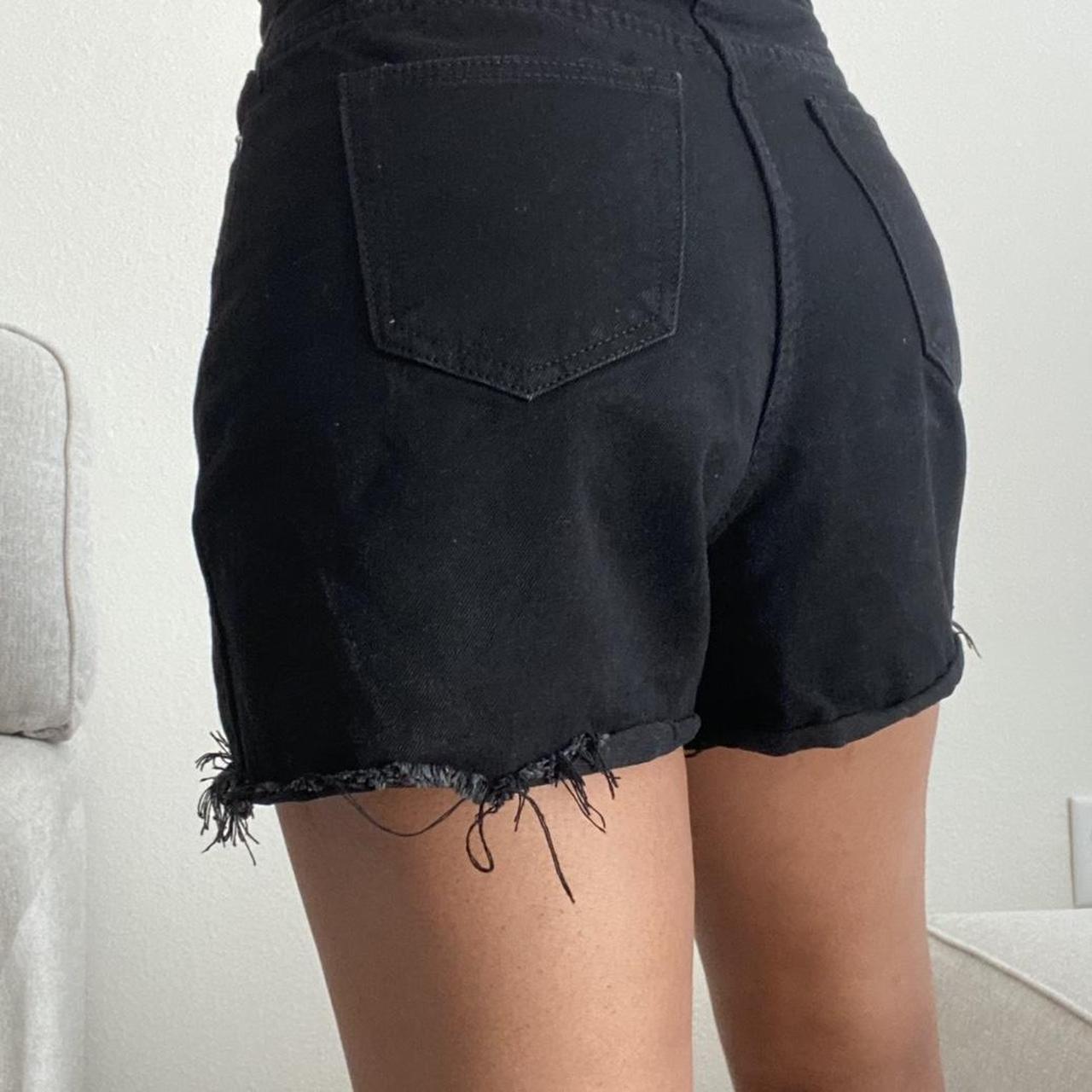 missguided distressed denim jean denim shorts worn... - Depop