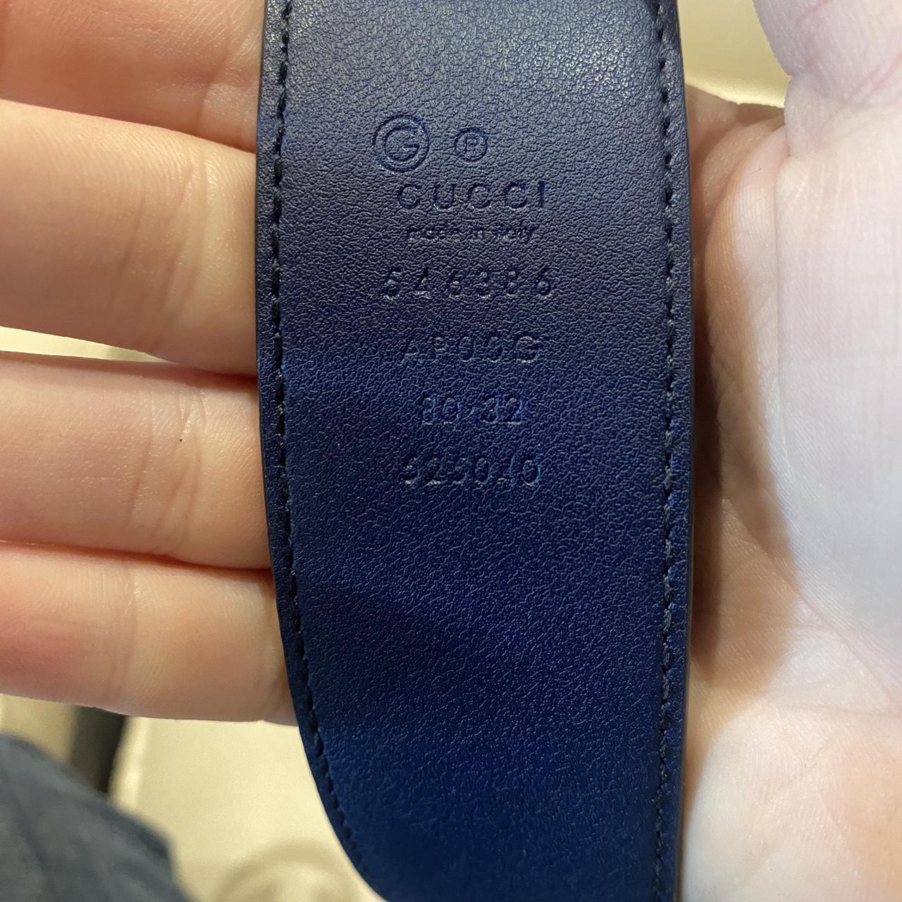 Authentic navy blue gucci belt, with receipt and... - Depop