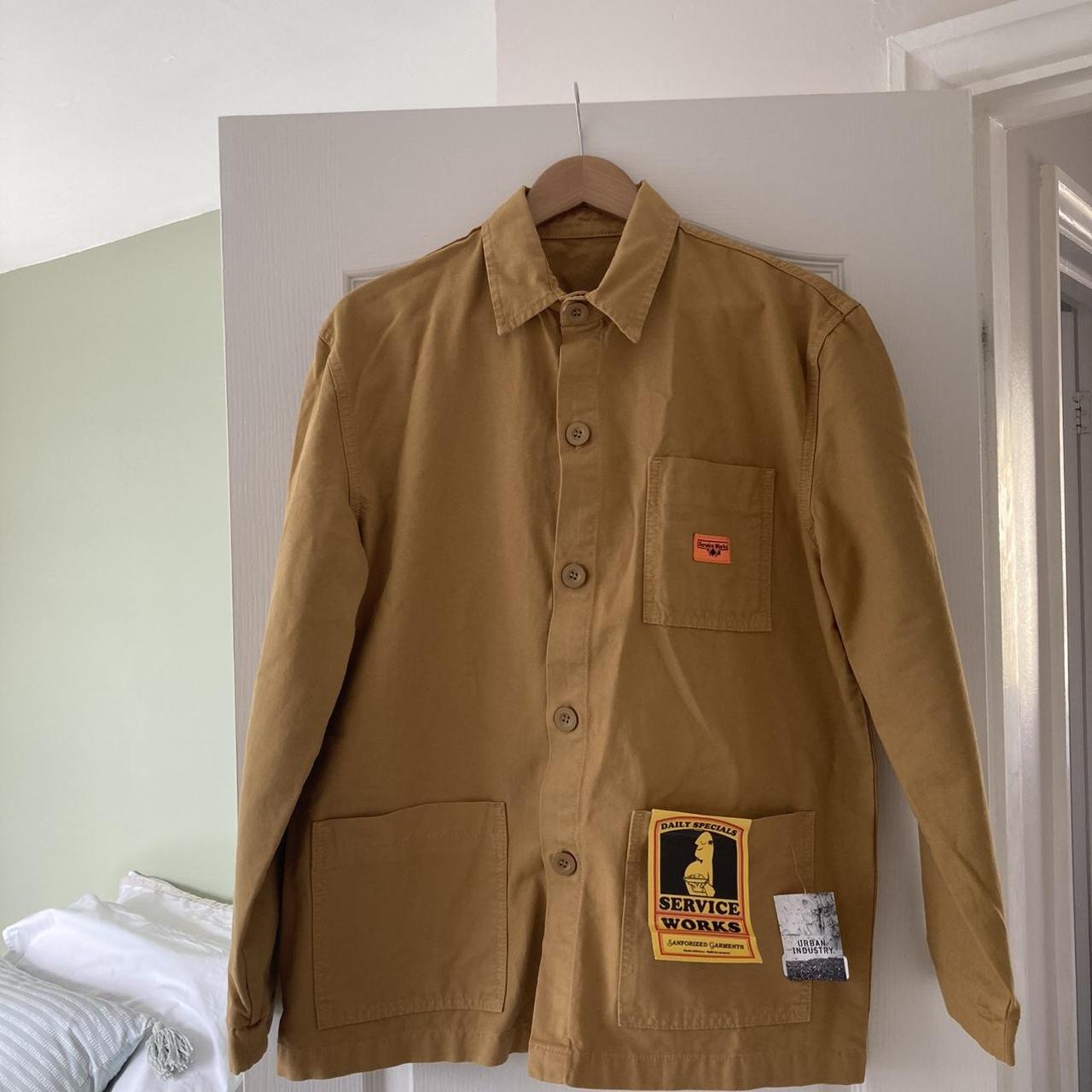 Mens Service Works workman chore jacket beige/tan... - Depop