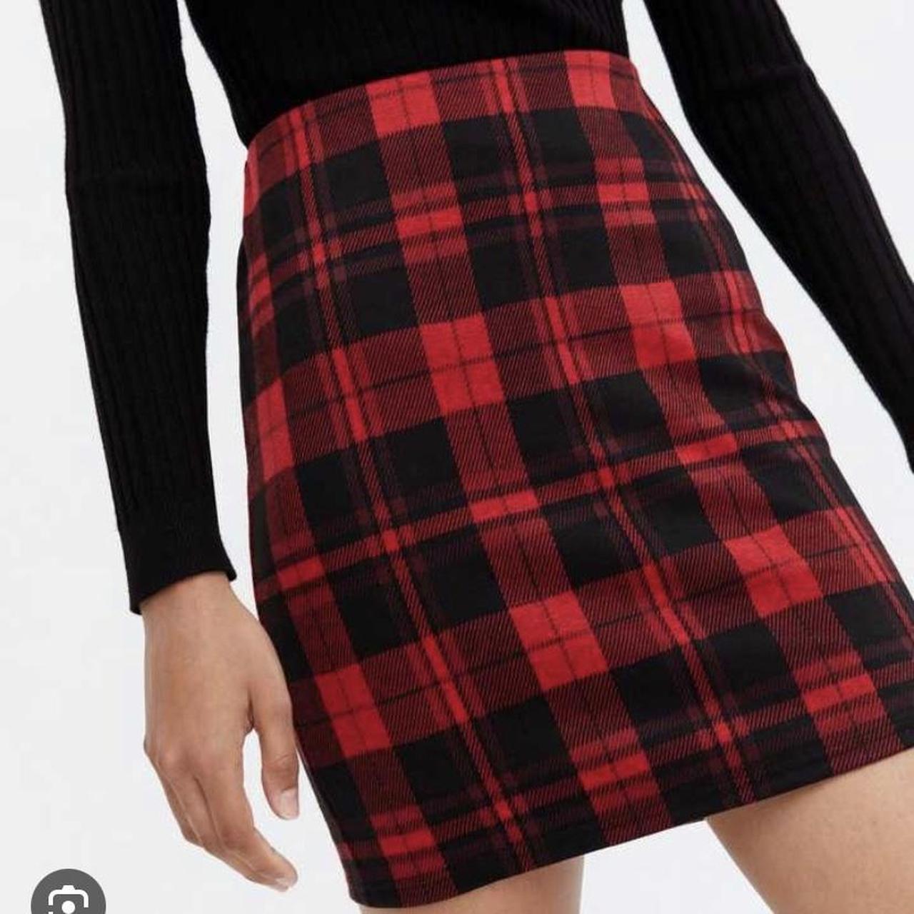 BRAND NEW - new look red check skirt Size... - Depop