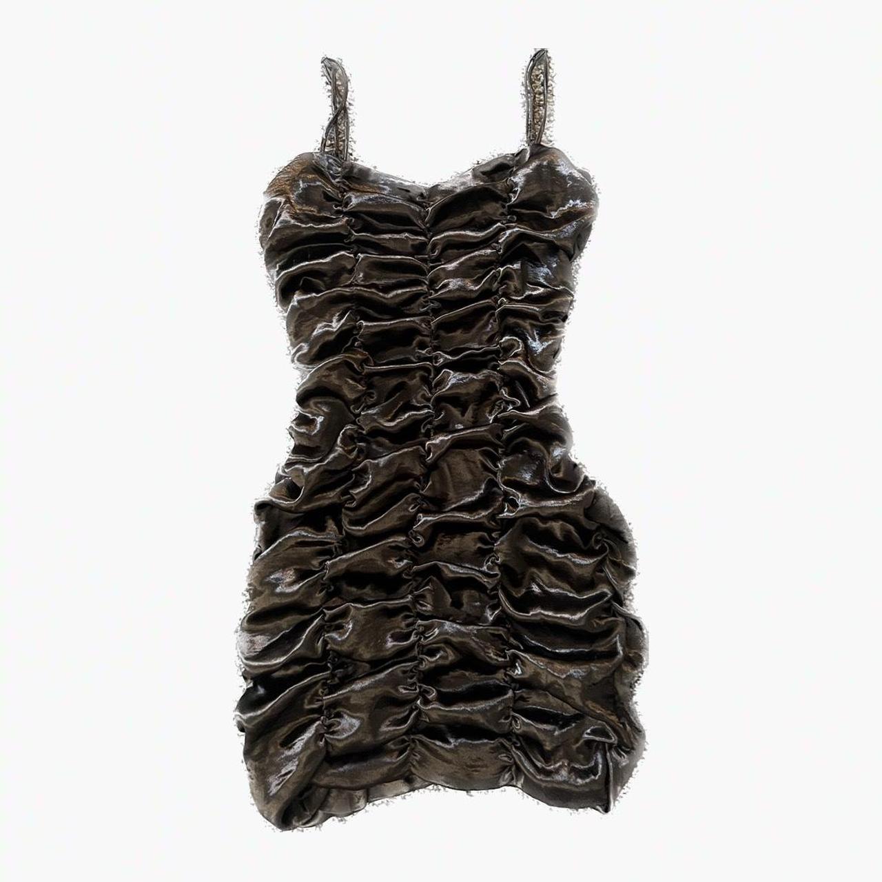 Urban outfitters brown silk scrunched dress - Depop