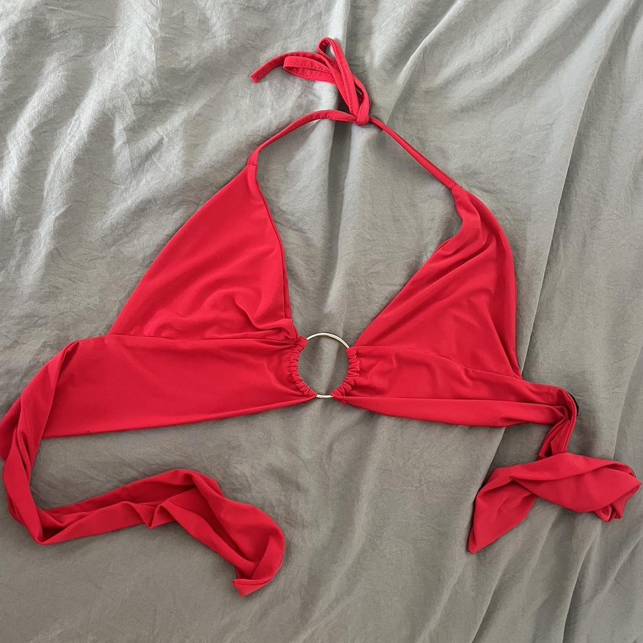 Red O ring top with adjustable tie straps Maddie... - Depop