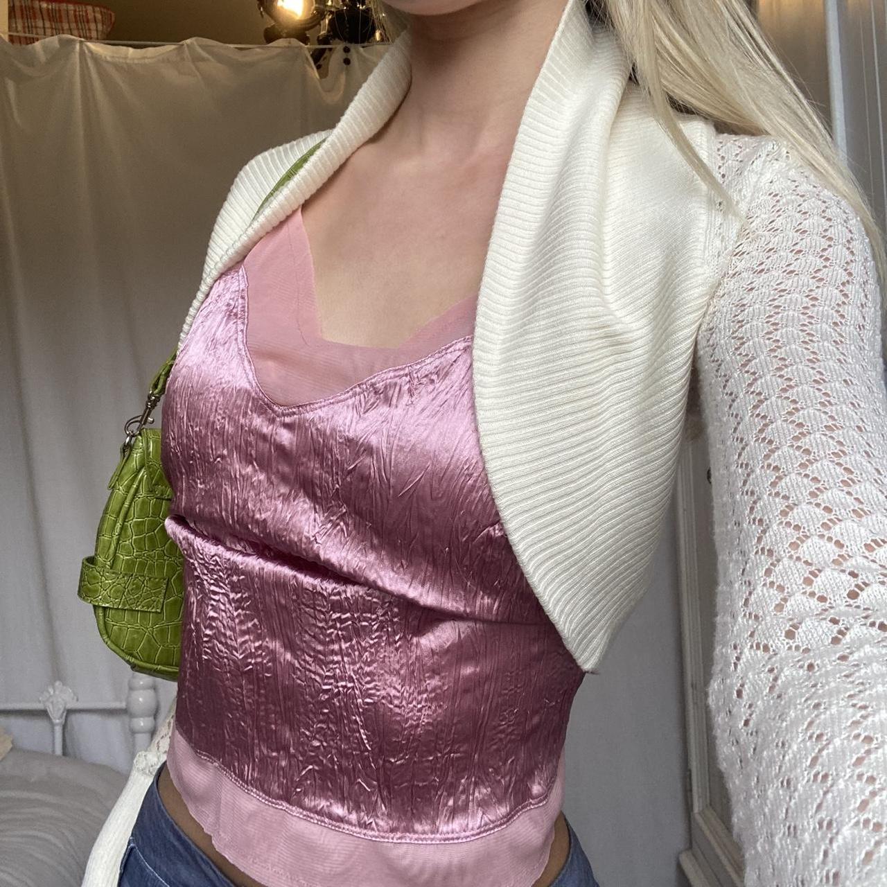 Y2k cream white cropped cardigan 🍒 white Y2k Bolero... - Depop