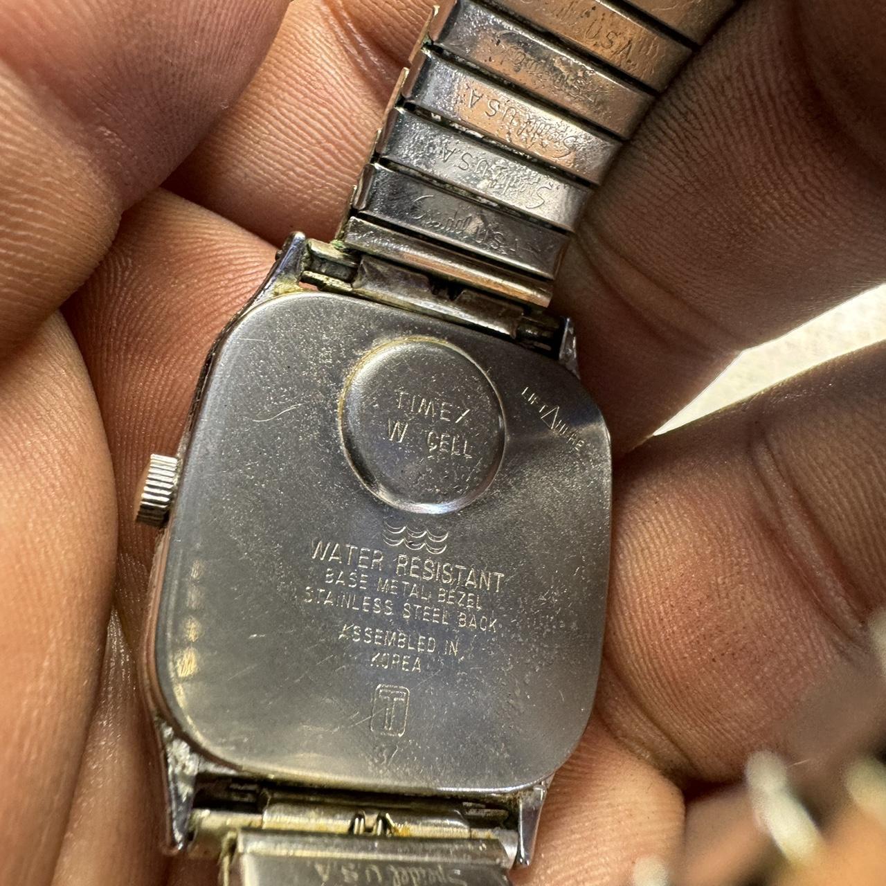 Vtg Timex Day Date Tank Style Quartz W Cell... - Depop