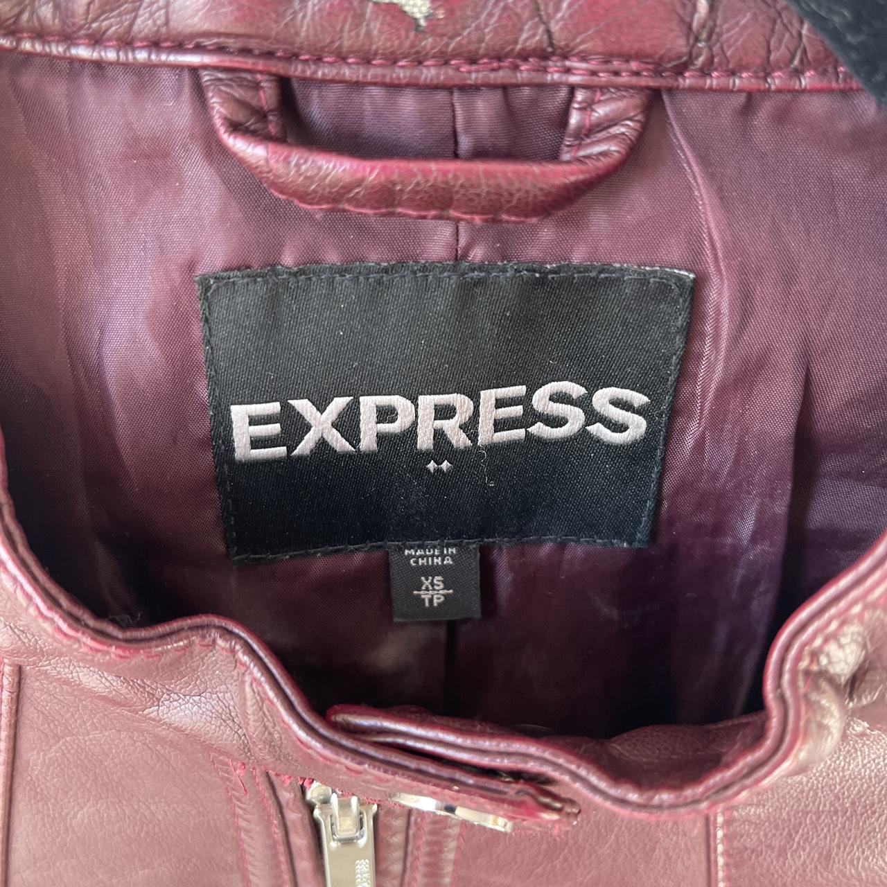 Adorable fitted burgundy faux leather jacket in... - Depop