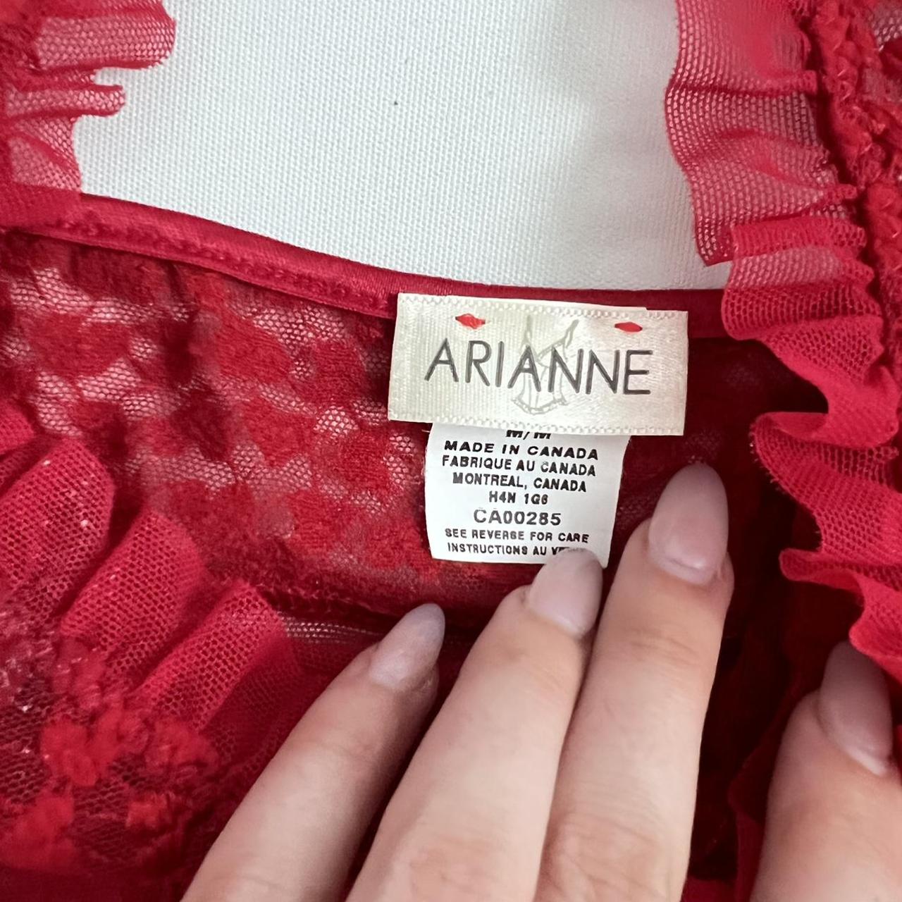 red lace sheer mesh arianne tank top size medium... - Depop