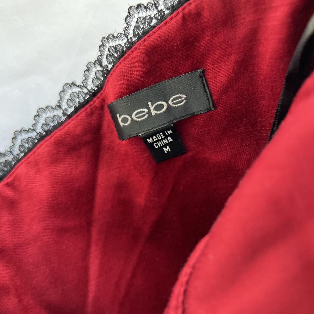 Bebe red and black lace mini dress #bebe #trendy... - Depop
