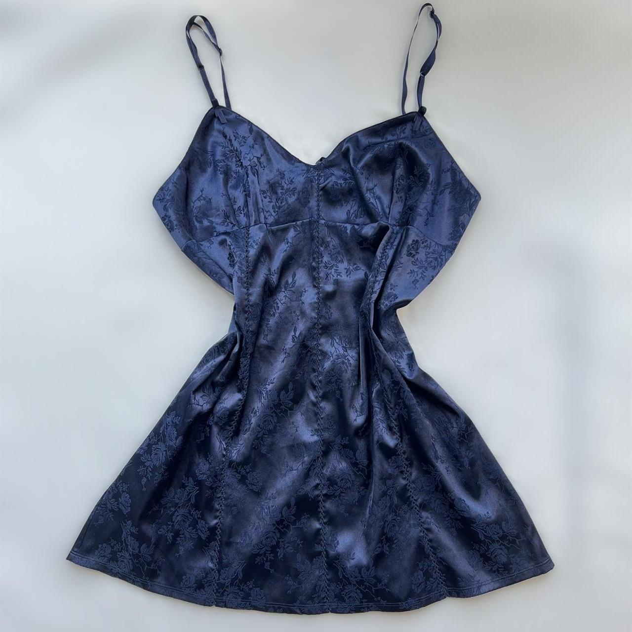 Victoria’s secret blue satin floral mini dress... - Depop