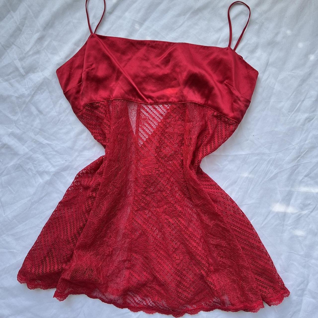 Victoria’s secret sheer red silky lace lingerie... - Depop