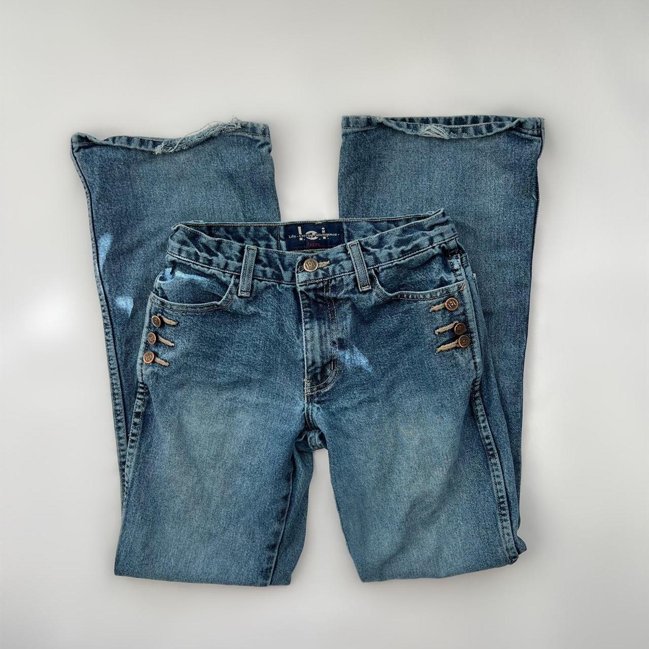 Lei flare denim pants 8” rise 34” hips 29” inseam.... - Depop