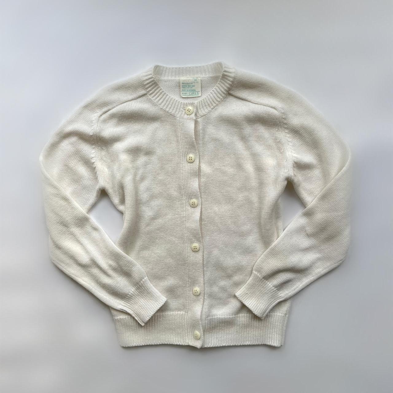 Vintage white button up sweater. says girls but fits... - Depop