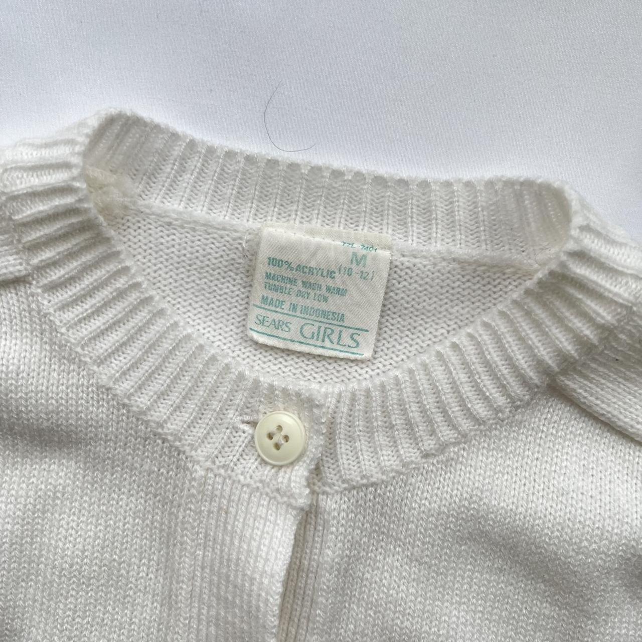 Vintage white button up sweater. says girls but fits... - Depop