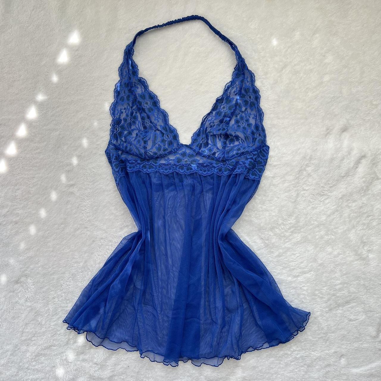 blue lace sheer halter top #y2k #trendy #boho - Depop