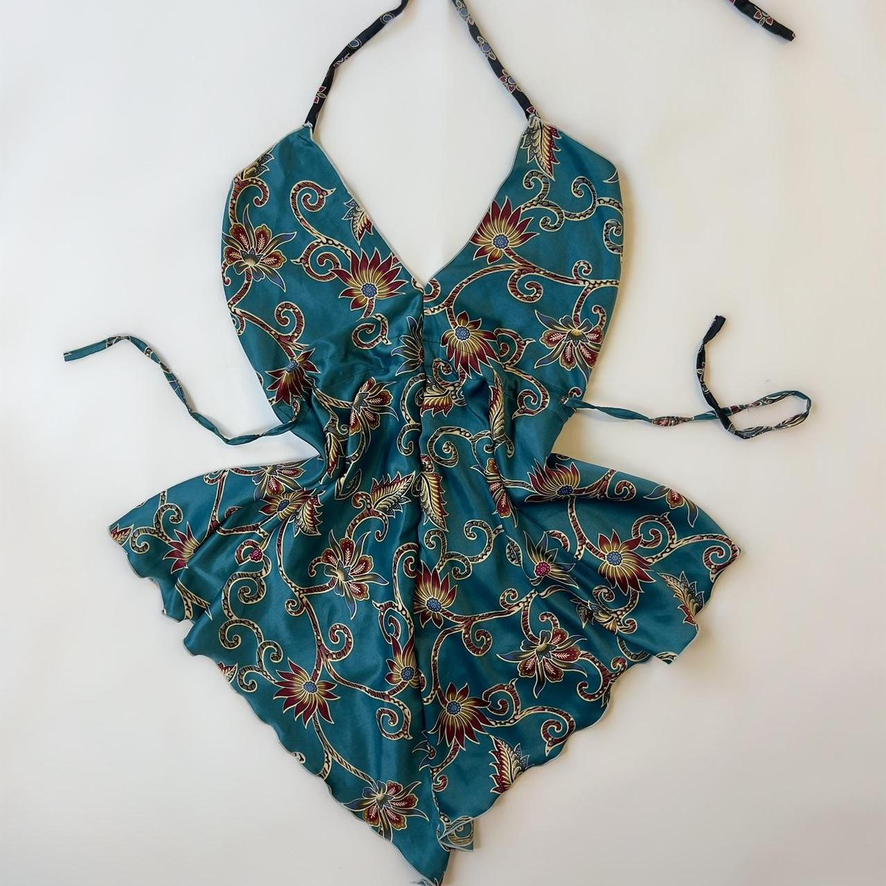 silky flowy halter top blouse. ties around waist for... - Depop