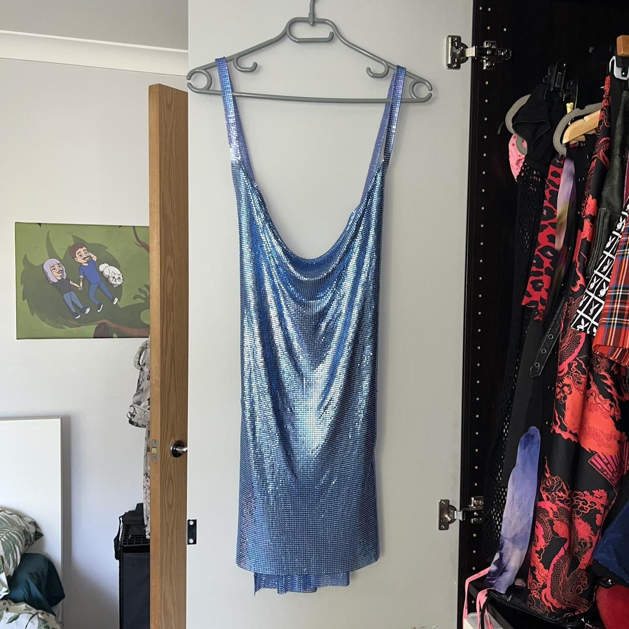 Misspap Blue Chainmail Dress - Size S This was worn... - Depop