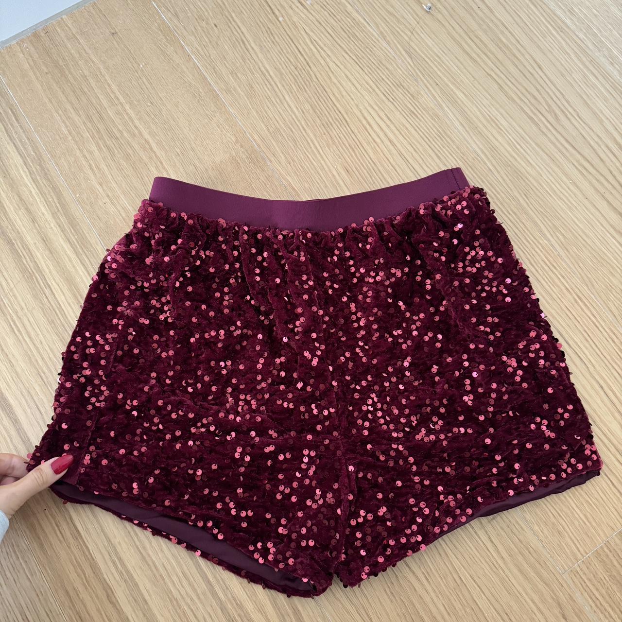 Red burgundy sequin shorts Absolutely stunning,... - Depop