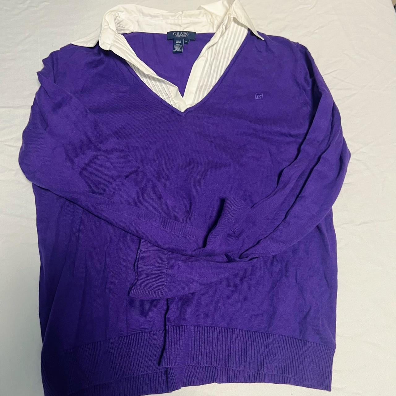 Chaps Men's Purple and White Jumper | Depop