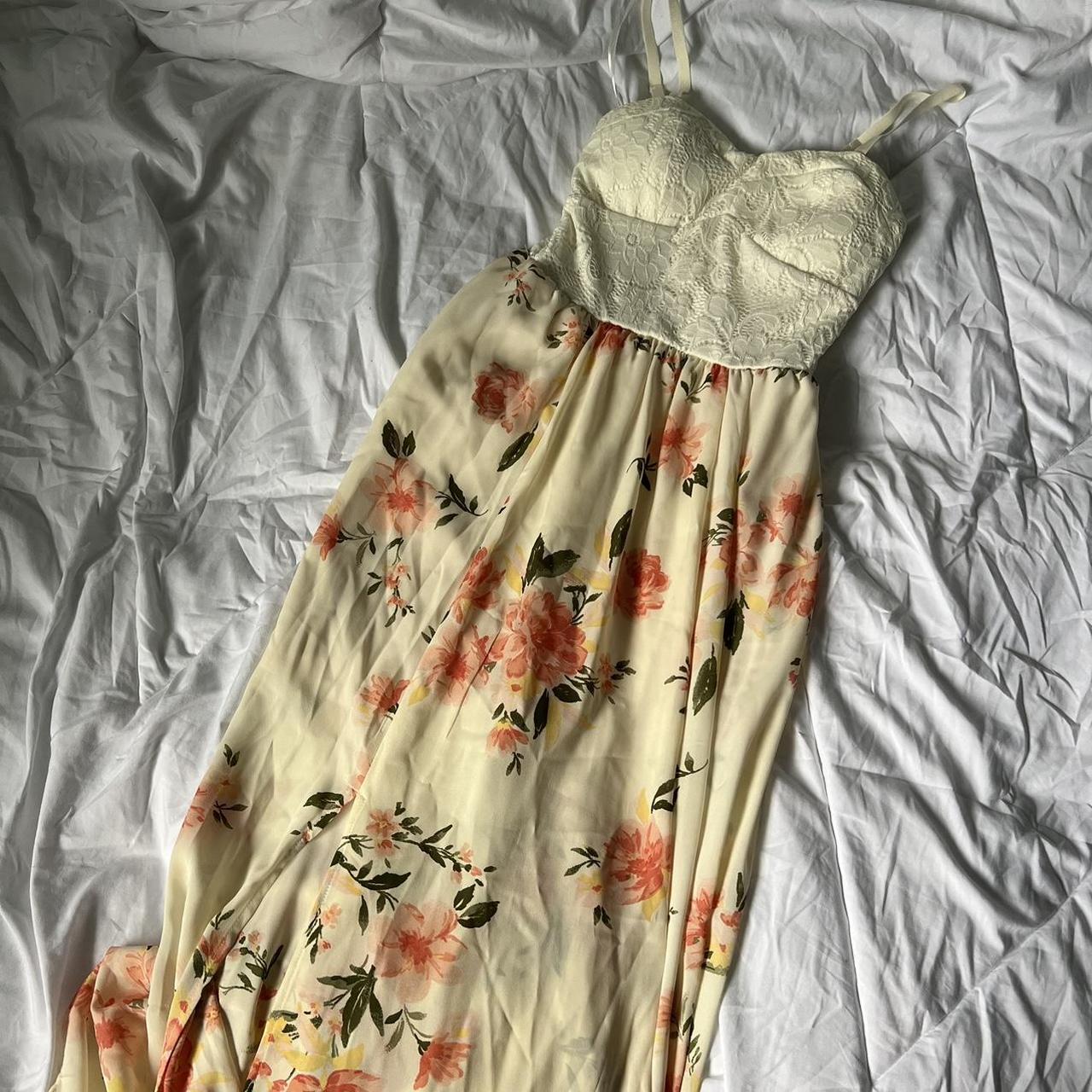 Lace Floral Maxi Dress Size: XS Brand: Lily... - Depop