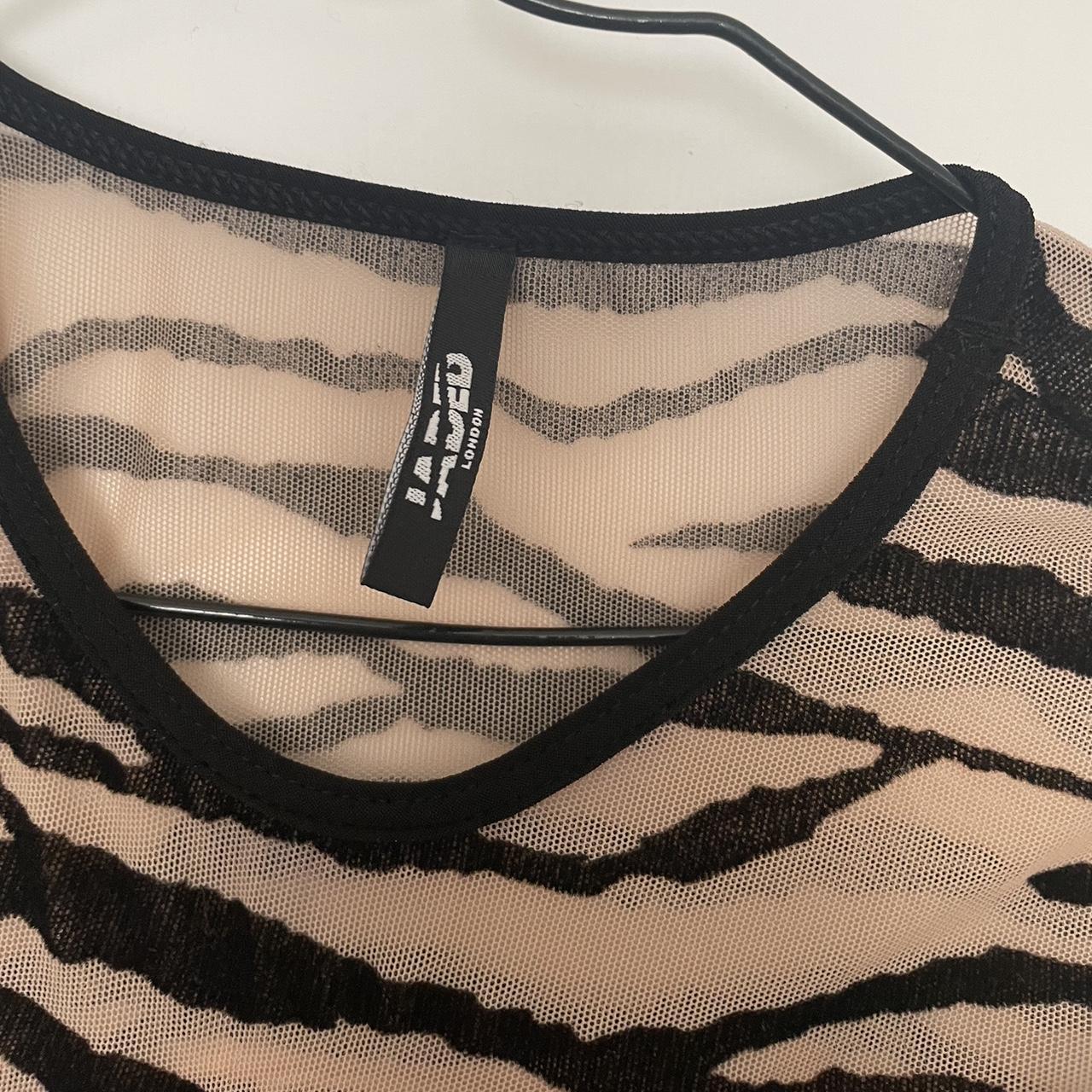 Jaded mesh zebra print long sleeve crop top #mesh... - Depop