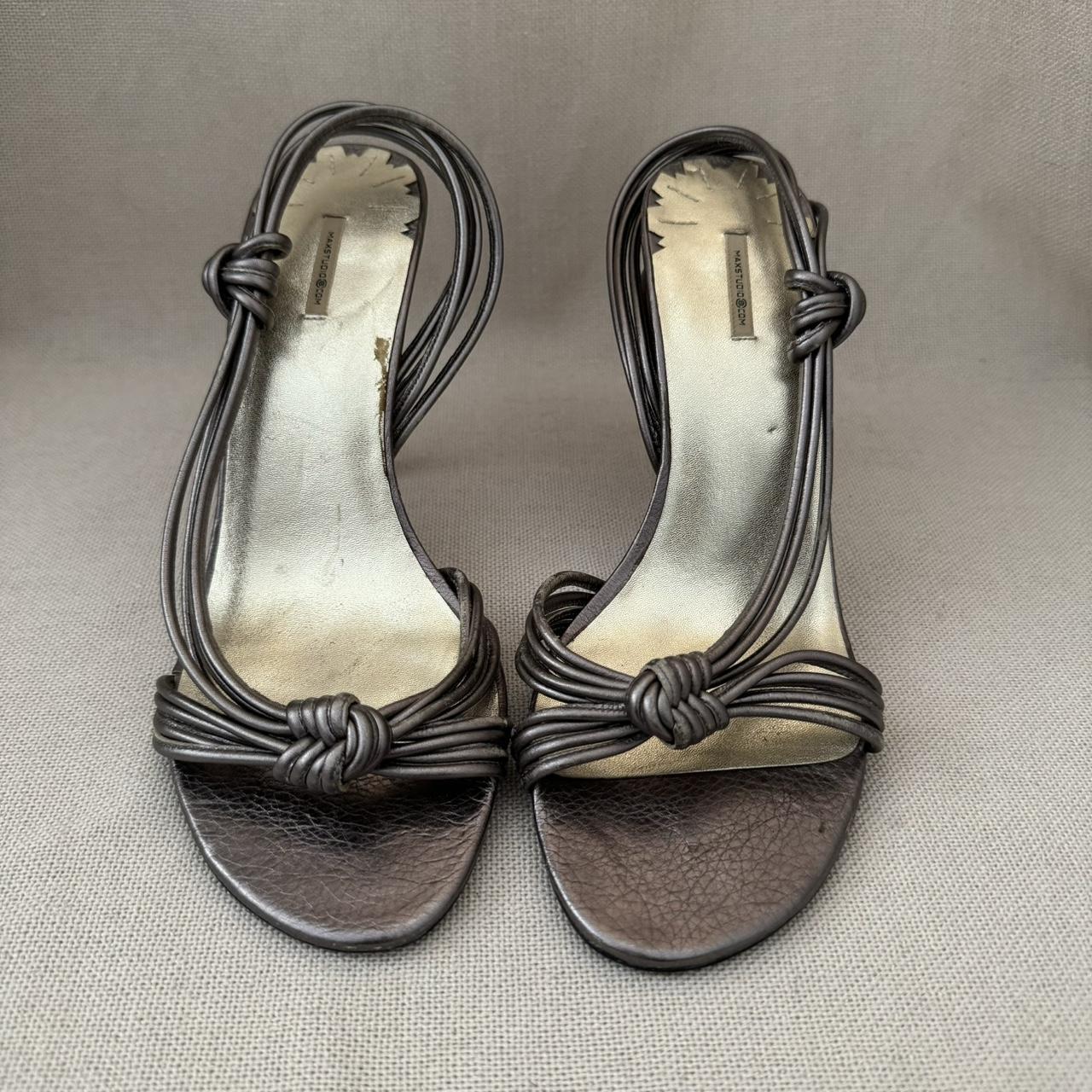 Max studio silver leather heels Some wear on the... - Depop