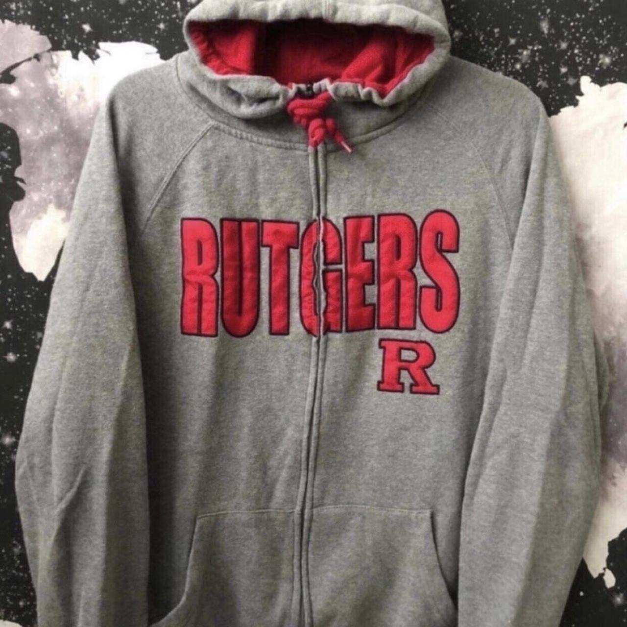 Rutgers zip up campus hoodie, color is gray with... - Depop