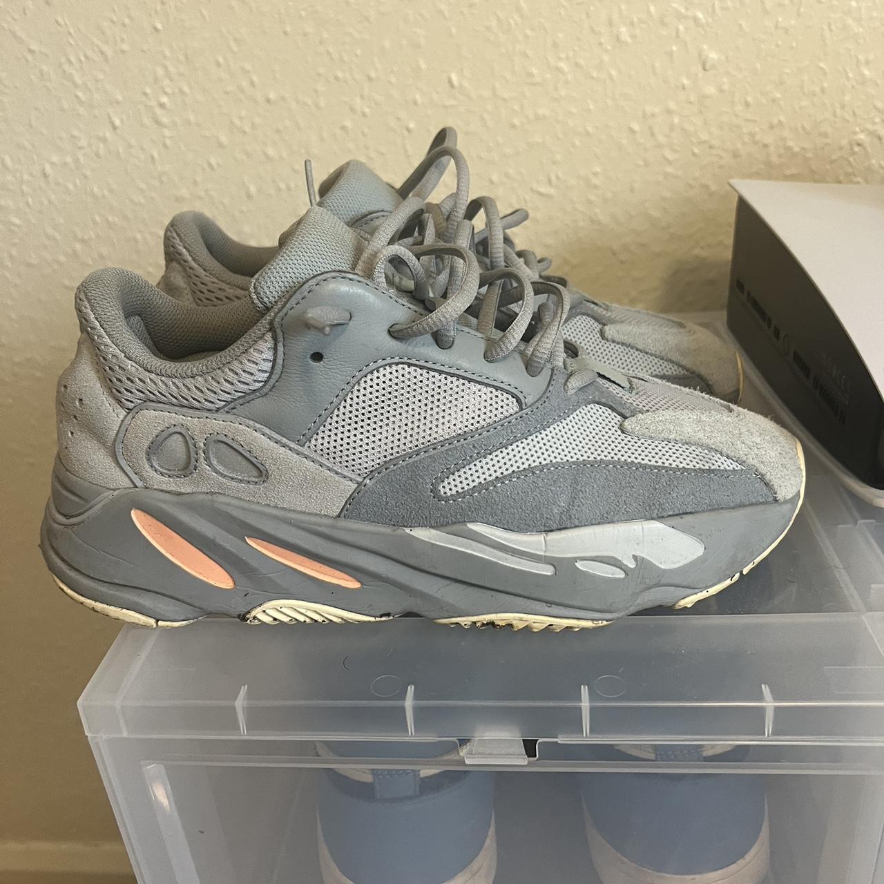 Yeezy Men's Silver and Blue Trainers | Depop