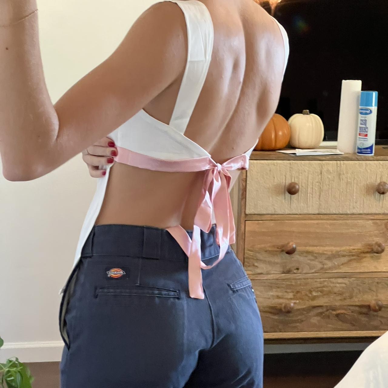 white backless fenity tied top! with pink bow. never... - Depop