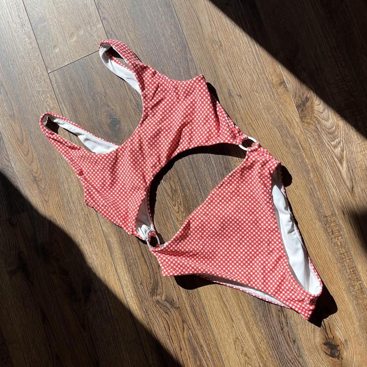 LA Hearts by PacSun Women's Red and White Swimsuit-one-piece | Depop
