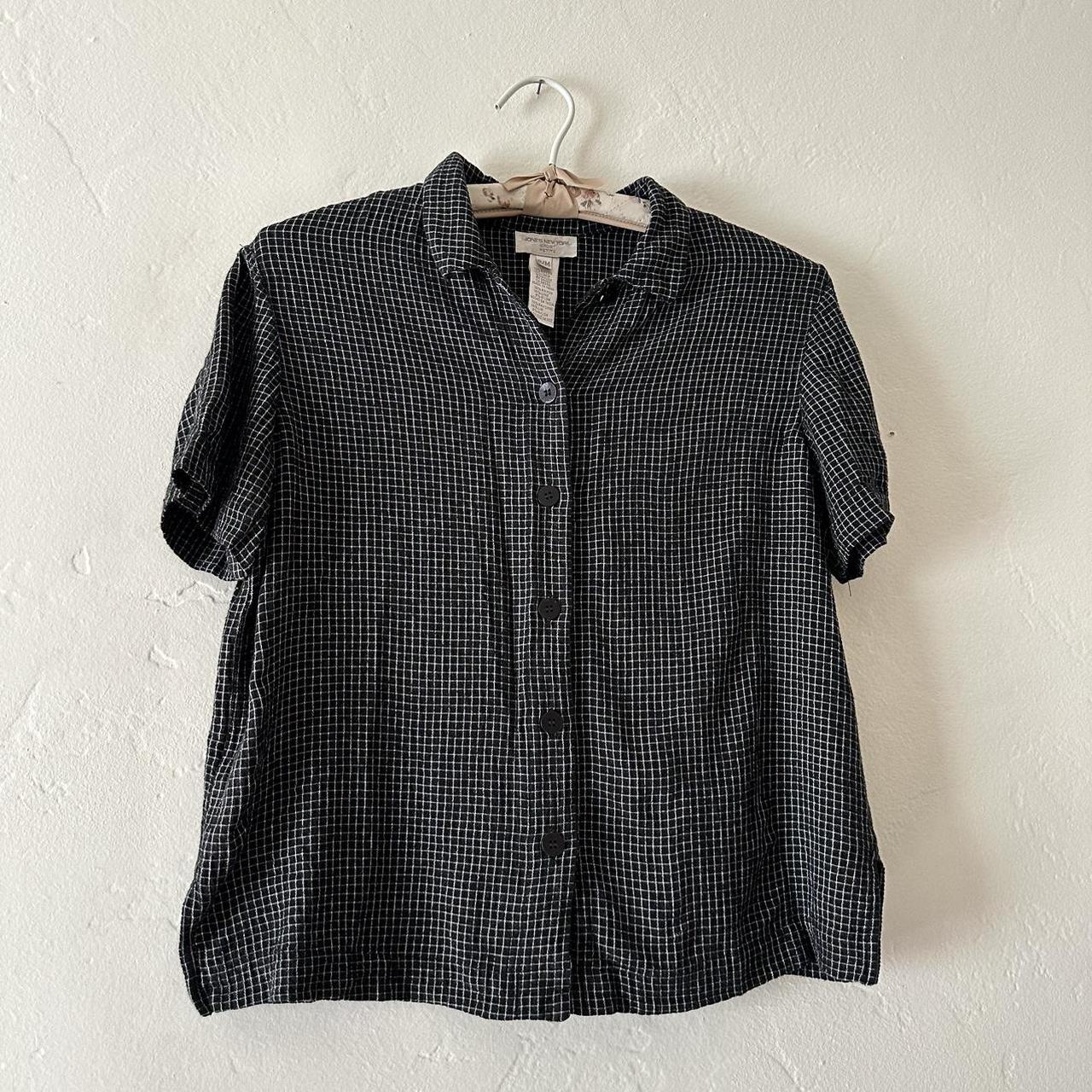 vintage 90s minimalist collared button down blouse... - Depop