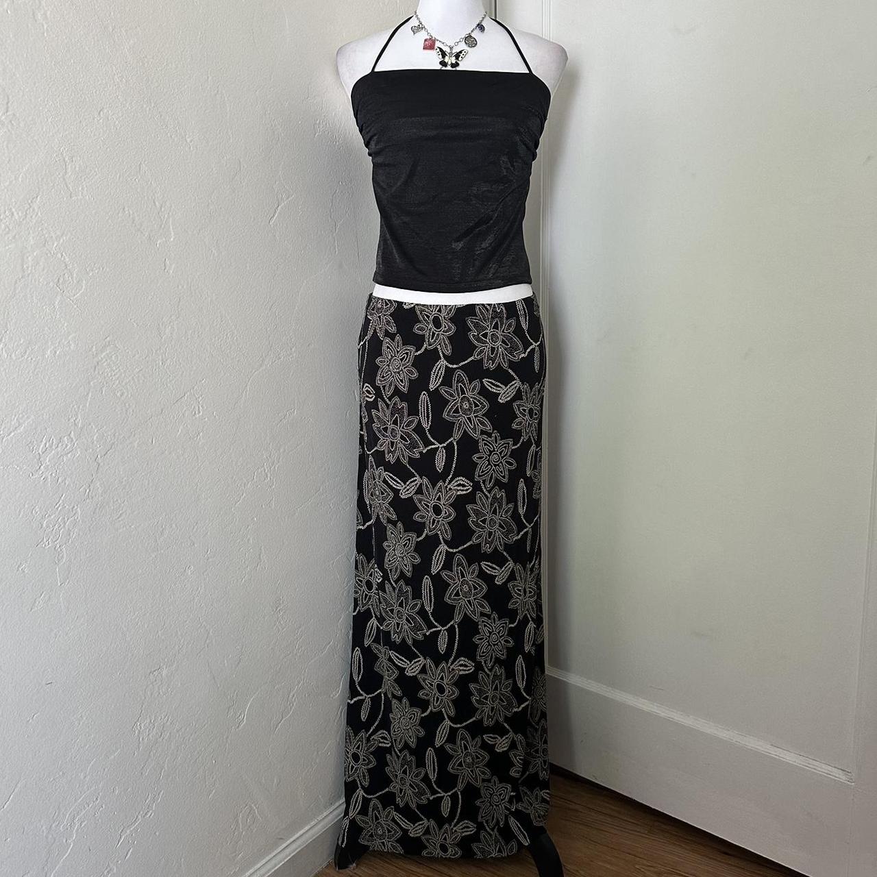 90s whimsy grunge maxi skirt retro boho floral multi... - Depop