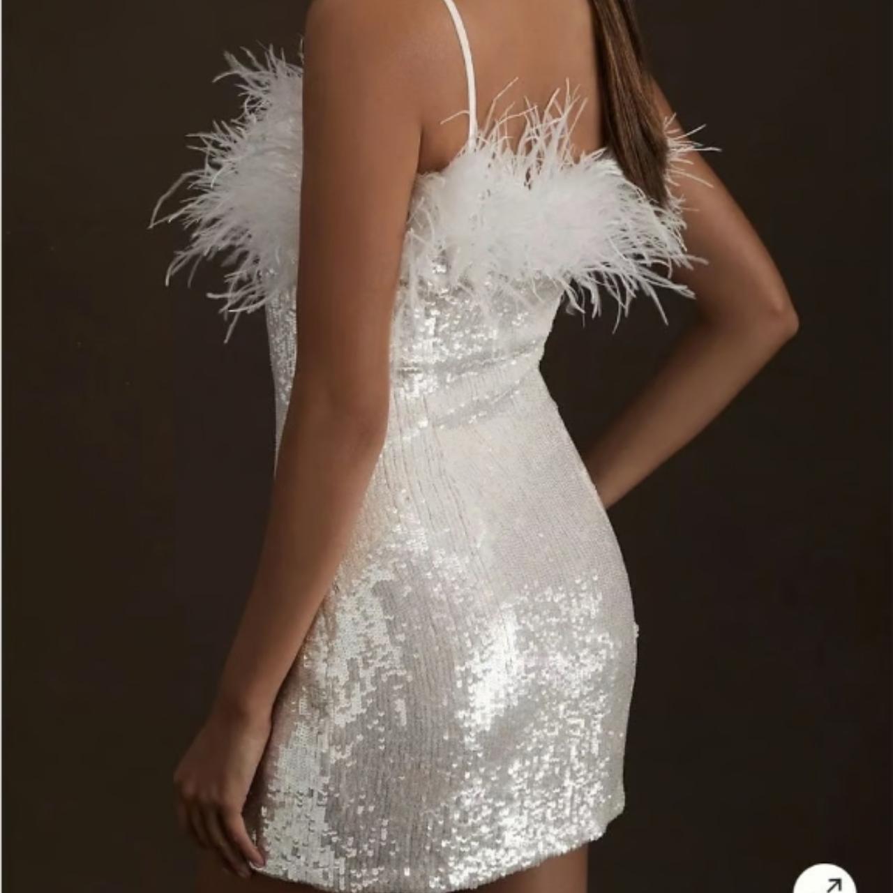 Audrey Adele Adelaide Feather & Sequin Mini Dress -... - Depop