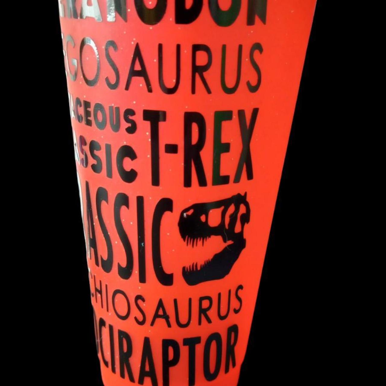 Large Red cold cup with straw Dinosaur Handmade... - Depop